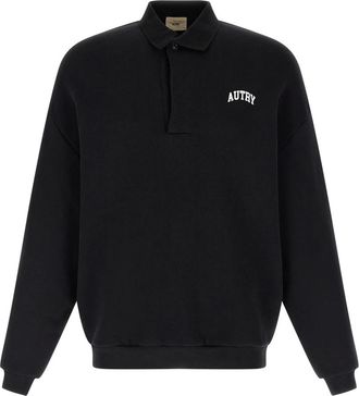 Autry Homme, Sweatshirts et sweats &agrave; capuche, Noir, Taille: L Polo SweaT-shirt en Coton Bross&eacute;