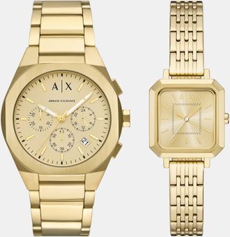 A|X Armani Exchange Sync - Montre chronographe &agrave; quartz pour homme en acier inoxydable - Dor&eacute;