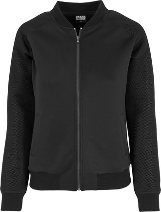 Urban Classics Damen Jacke Ladies Scuba Raglan Mesh Jacket, Sport & Freizeit Jacke f&uuml;r Frauen aus au&szlig;ergew&ouml;hnlichem Materialmix, Black, Gr&ouml;&szlig;e XS