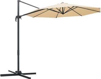 OUTSUNNY Parasol d&eacute;port&eacute; octogonal inclinable parasol rotatif 360&deg; avec pied en croix 8 beleines manivelle inclus ch&acirc;ssis alu. acier &Oslash; 3 x 2,5H m beige