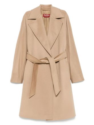 Max Mara trench en laine vierge à taille ceinturée - Tons neutres