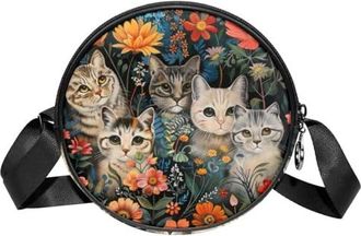 Generic Petit sac &agrave; bandouli&egrave;re rond pour femme, petit sac &agrave; bandouli&egrave;re avec fermeture &eacute;clair et bretelles r&eacute;glables style d&eacute;contract&eacute; pour femmes et filles