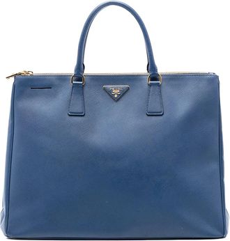 Prada Shopper - Extra Large Saffiano Lux Galleria Double Zip Tote - Gr. unisize - in Blau - f&uuml;r Damen