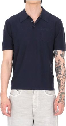 A.P.C. A.p.c., Homme, Tops, Bleu, Taille: L Polo en coton et cachemire avec poche poitrine