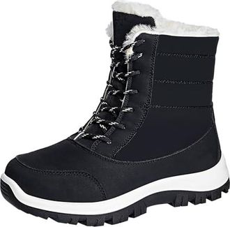 Generic Bottes de neige montantes pour femme - Doublure en polaire - Lacets avec fausse fourrure &eacute;paisse - Chaudes - Antid&eacute;rapantes - Imperm&eacute;ables - Isol&eacute;es -
