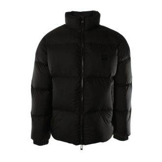 Armani Nylon Daunenjacke mit durchgehendem Rei&szlig;verschluss und gummiertem Logo-Patch - - Jackets - Herren - Schwarzk - XL