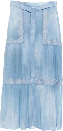 Ermanno Scervino Femme, Jupes, Bleu, Taille: 42 FR Denim Viscose Maxi Skirt