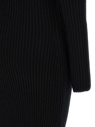 Max Mara Ribbed Wool-Cashmere Blend Dress - Black