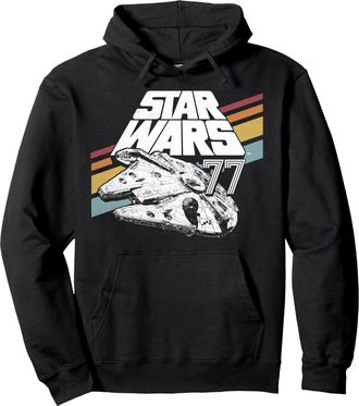 Star Wars Millennium Falcon 77 Retro Stripes Poster Pullover Hoodie