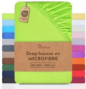 NatureMark Drap de lit en Microfibre &agrave; Prix r&eacute;duit! Beaucoup de Tailles et de Couleurs Marchandise de Marque (Drap de lit 180x200-200x200 cm, Pomme Verte)