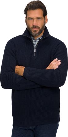 JP1880 Herren Troyer, Pullover, Patentstrick, Stehkragen, Zipper Strickjacke, Navy Blau, 3XL EU