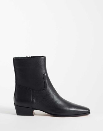 Steve Madden Dusty - Bottines plates mi-hautes en cuir - Noir