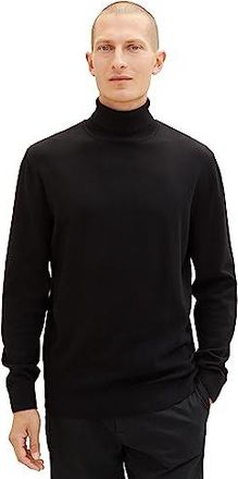 Tom Tailor 1038202 Pull Basique à col roulé en Coton, 29999-Black, XXL Homme