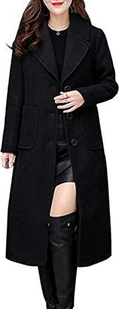 Onsoyours Manteau En Laine Femme Chaud Automne Hiver à Manches Longues à Revers Unie Veste Long Élégant Décontracté Slim Blousons Avec Poches Ceinturé Jacket Ou