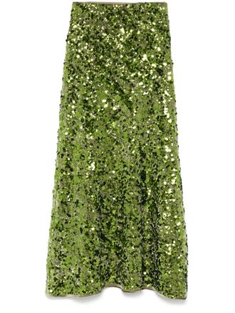 Ganni jupe brodée de sequins - Vert