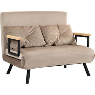 HOMCOM Homcom - Schlafsofa, Klappbett mit Bettfunktion, Relaxsessel mit R&uuml;ckenkissen, Polstersofa mit Verstellbarer R&uuml;ckenlehne, Samtoptik, 102 x 73 x 81