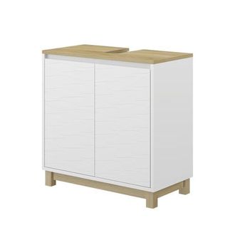 Vicco Meuble sous Vasque Livia, Blanc, 60x60cm avec 2 Portes