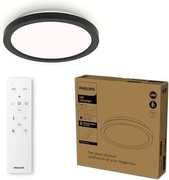 Philips Plafonnier LED avec t&eacute;l&eacute;commande, Rond, 30 cm, Lumi&egrave;re blanche r&eacute;glable et dimmable, Id&eacute;al pour le salon ou la chambre, Sans scintillement ni &eacute;blouiss