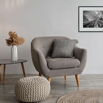 Emma Barclay Kissenbezug mit Fischgrätenmuster, recycelte Baumwolle, Schwarz