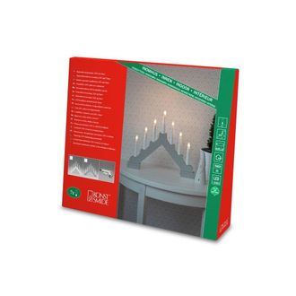 Konstsmide LED Holzleuchter, mattwei&szlig; lackiert, mit 6H Timer, mit an/aus Schalter, 7 warm wei&szlig;e Dioden, batteriebetrieben, Innen, Batterie: 6 x AA 1,5V (exkl.) -