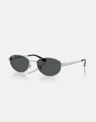 Ray-Ban Ovale Sonnenbrille in Silber mit grauen Gl&auml;sern