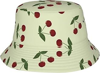Generic Doux Chapeau Bob Joli Motif de Cerises Chapeaux de Visière Pliable Bobs Homme pour Filles Outdoor pêche