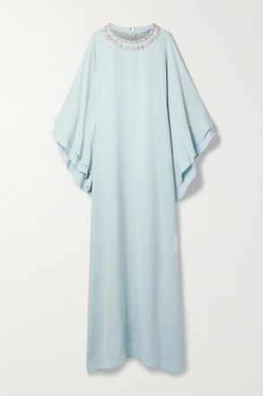 Reem Acra Verzierte Robe Aus Cr&ecirc;pe Mit Volants - Blau