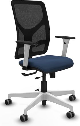 Piqueras y Crespo Schreibtischstuhl aus Kunstleder mit wei&szlig;en und schwarzen Armlehnen, h&ouml;henverstellbare Lendenwirbelst&uuml;tze, ausgestattet mit Syncro/Traslack und Schnei