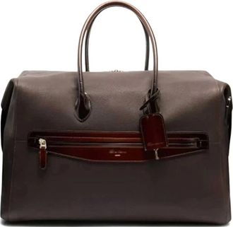 Santoni Homme, Sacs, Brun, Taille: ONE Size Leather Weekend Bag