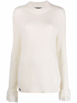 Philipp Plein pull Love Plein en maille nervurée - Tons neutres