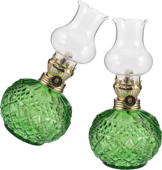 Pretyzoom 2st&uuml;cke Vintage-&ouml;llampe aus Glas Petroleumlampe f&uuml;r Innenbereich Retro-tischlampe Dekorative Petroleum-Beleuchtung Klassische &Ouml;llaterne f&uuml;r Wohnraumde