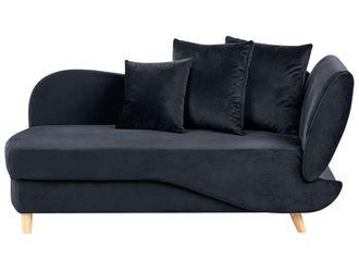 Beliani Chaiselongue Samt schwarz rechtsseitig mit Stauraum Kissen modern Meri II