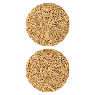 BESPORTBLE TOVINANNA Handgewebte Runde Verbr&uuml;hschutz Teekannenmatte aus Nat&uuml;rlichem Wasserhyazinthen Gras 2 St&uuml;ck Tischset f&uuml;r Hitzeisolierenden Schutz bei Tisch