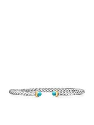 David Yurman bracelet Cable Flex en or 14ct serti de turquoise (4 mm) - Argent