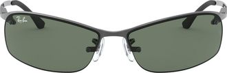Ray-Ban Unisex Top Bar Sonnenbrille, Grau (Gestell: Gunmetal, Gläserfarbe: Grün Klassisch 004/71), Large (Herstellergröße: 63) EU