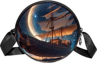 Generic Petit sac &agrave; bandouli&egrave;re circulaire pour femme, petit sac &agrave; bandouli&egrave;re avec fermeture &eacute;clair et bretelles r&eacute;glables style d&eacute;contract&eacute; pour femmes et f