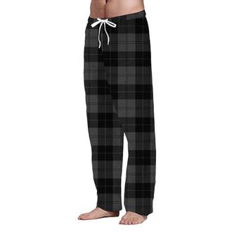 Generic Pantalon de d&eacute;tente &agrave; carreaux &eacute;cossais pour homme, pantalon de pyjama classique en coton, taille &eacute;lastique, l&eacute;ger, tissu doux, coupe d&eacute;contract&eacute;e, v&ecirc;