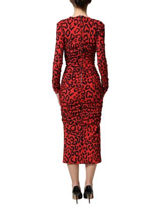 Dolce & Gabbana Leopard-Print Dress - Red