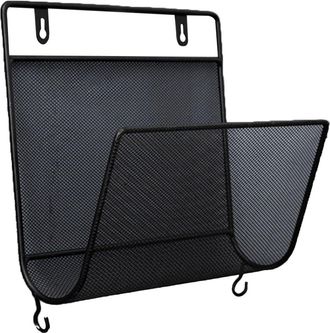 Valiclud ZUNOXAZ Nordischer Wandregal Zeitschriftenhalter aus Gebogenem Eisengitter mit Kleinen Haken Schwarzer Kreativer Buch und Aufbewahrungshalter f&uuml;r Wohn