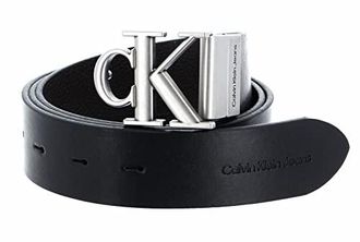 Calvin Klein Jeans Round Mono Plaque REV Belt 35MM K50K509884 Ceintures, Noir (Black/Bitter Brown), 130 Homme