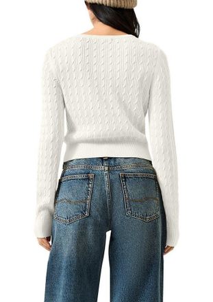 QS by s.Oliver Strickpullover Langarmshirt mit Zopfmuster / Viskosemix