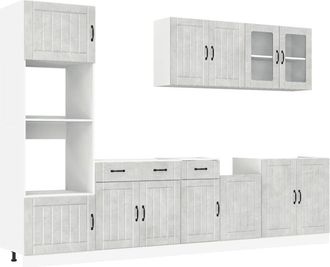 vidaXL 7-tlg. K&uuml;chenschrank-Set Lucca Betongrau Holzwerkstoff Vidaxl