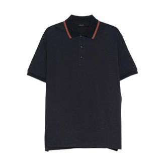 Gucci Polohemd aus Baumwoll-Jersey mit Web - - Tops - Herren - Blau - L