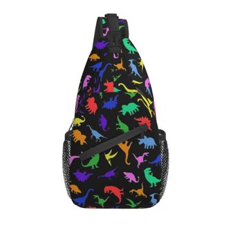 AOOEDM Dinosaurier-Schultertasche, niedlicher Dino, lässiger Crossbody-Schulterrucksack, Brust-Tagesrucksack für Männer, Frauen, Reisen, Sport, Wandern, Fitn