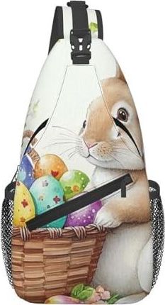 Generic Sac &agrave; dos de voyage en bandouli&egrave;re pour homme Motif oeufs de P&acirc;ques lapin fleurs