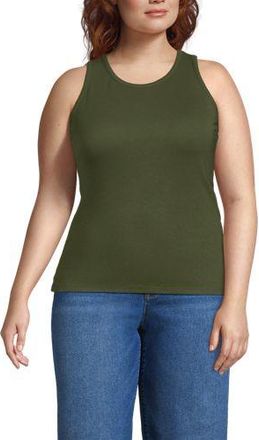 Lands End &Auml;rmelloses, geripptes Top, Damen, Gr&ouml;&szlig;e:48-50 plus, Gr&uuml;n, Elasthan/Viskose/Viskose-Mischung, by Lands End