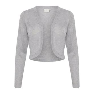 Kaffe Feminine Offene Bolero Jacke Grau Silber - - Knitwear - Damen - Grau - L
