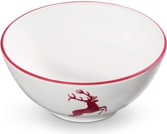 Gmundner Keramik Schüssel Füllmenge : 1 Liter bordeauxroter Hirsch Geschirr, handgemacht in Österreich