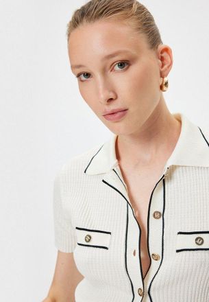 Koton Kurzarmpullover Polokragen Mit Kn&ouml;pfen