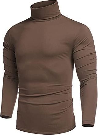 Coofandy Pull dhiver pour Homme à Col Roulé Fin et éPais avec Col Roulé Pull Basique à Col Roulé pour Homme - Coupe Ajustée - en Coton - Manches Longues - Col 